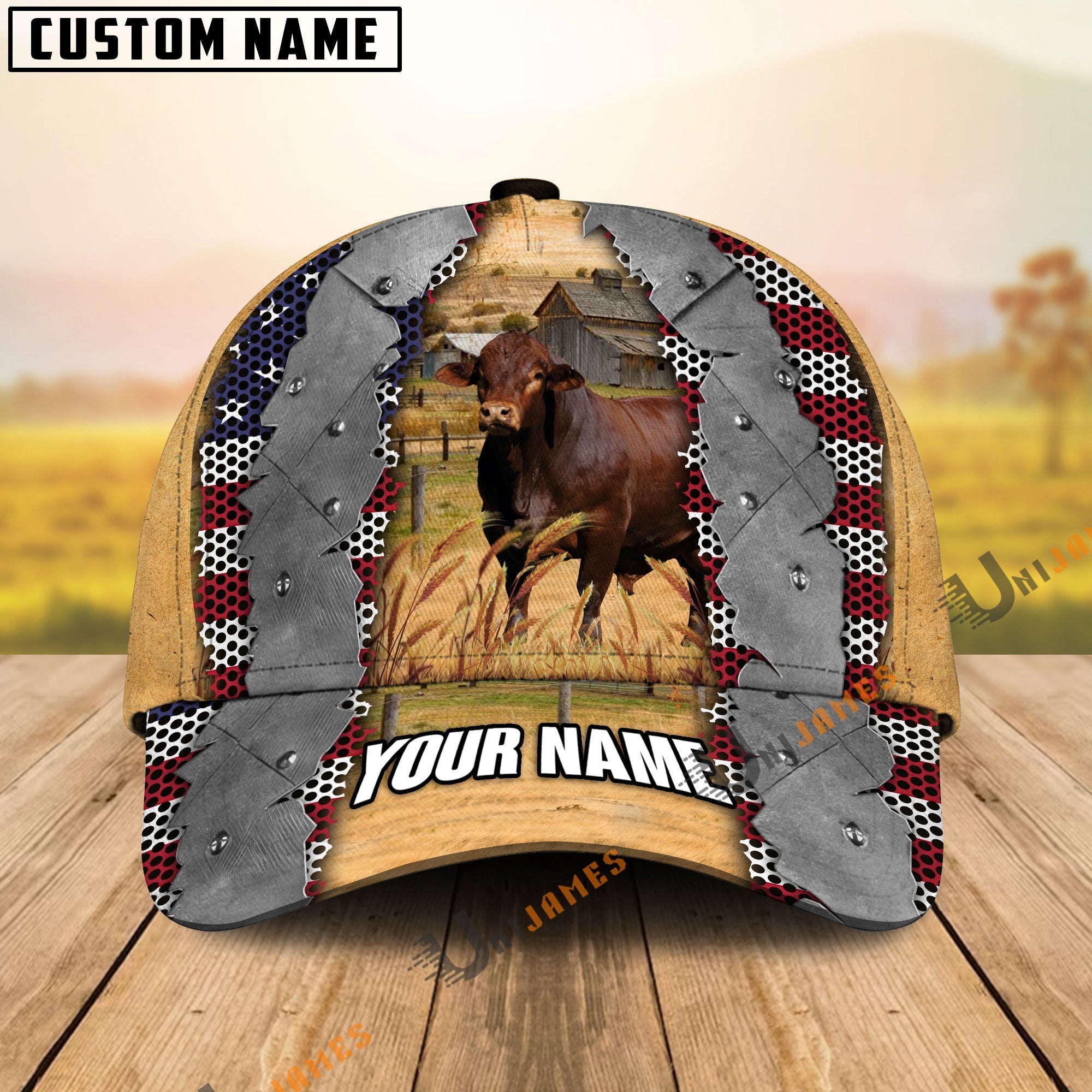 Uni Beefmaster Flag Net Pattern Customized Name Cap – UniJames