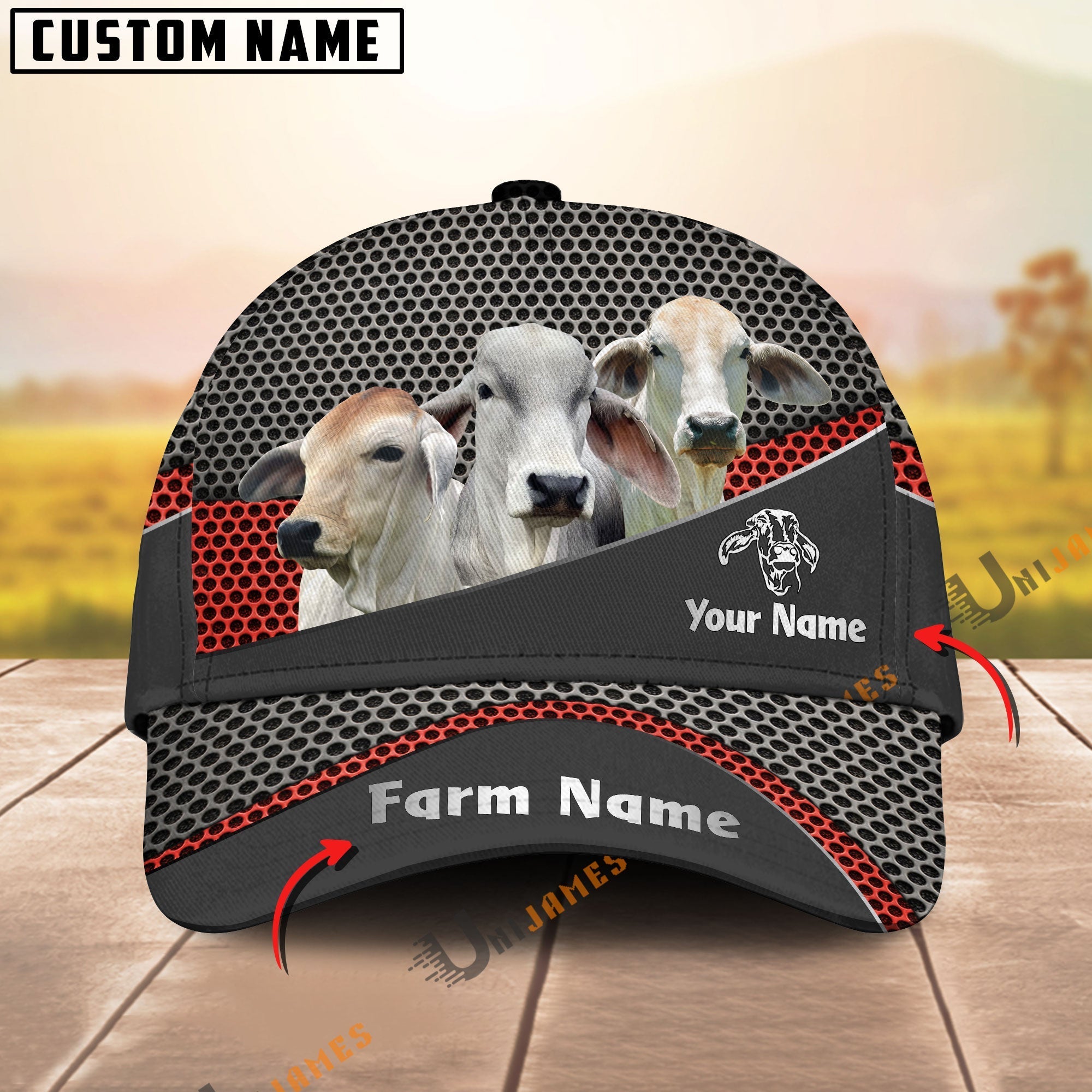 Uni Brahman Black Metal Customized Name And Farm Name Cap – UniJames