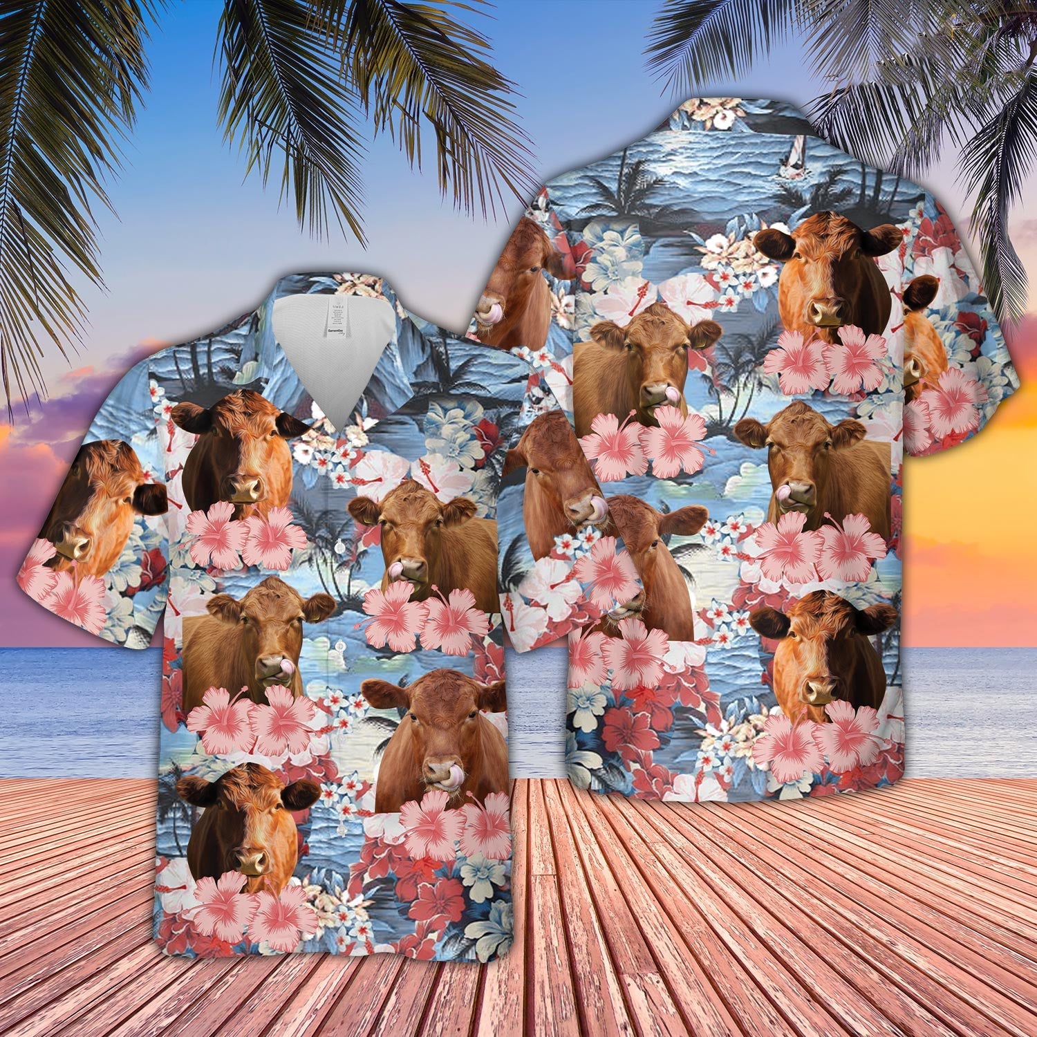 Uni Red Angus Flower Farming 3D Hawaiian Shirt – UniJames