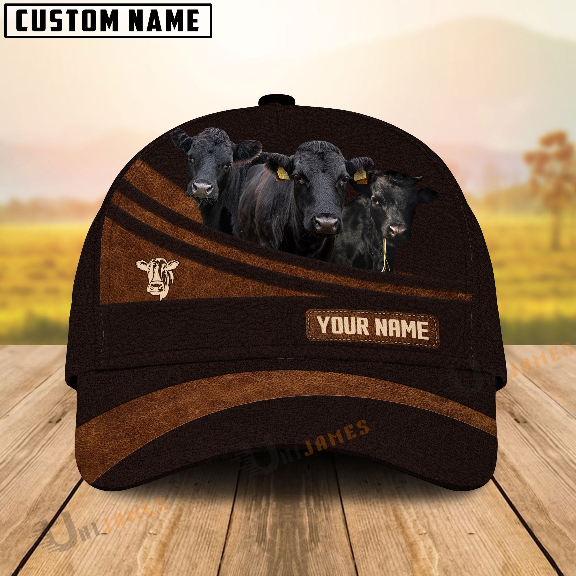 Uni Dexter Farm Leather Pattern Customized Name Cap – UniJames