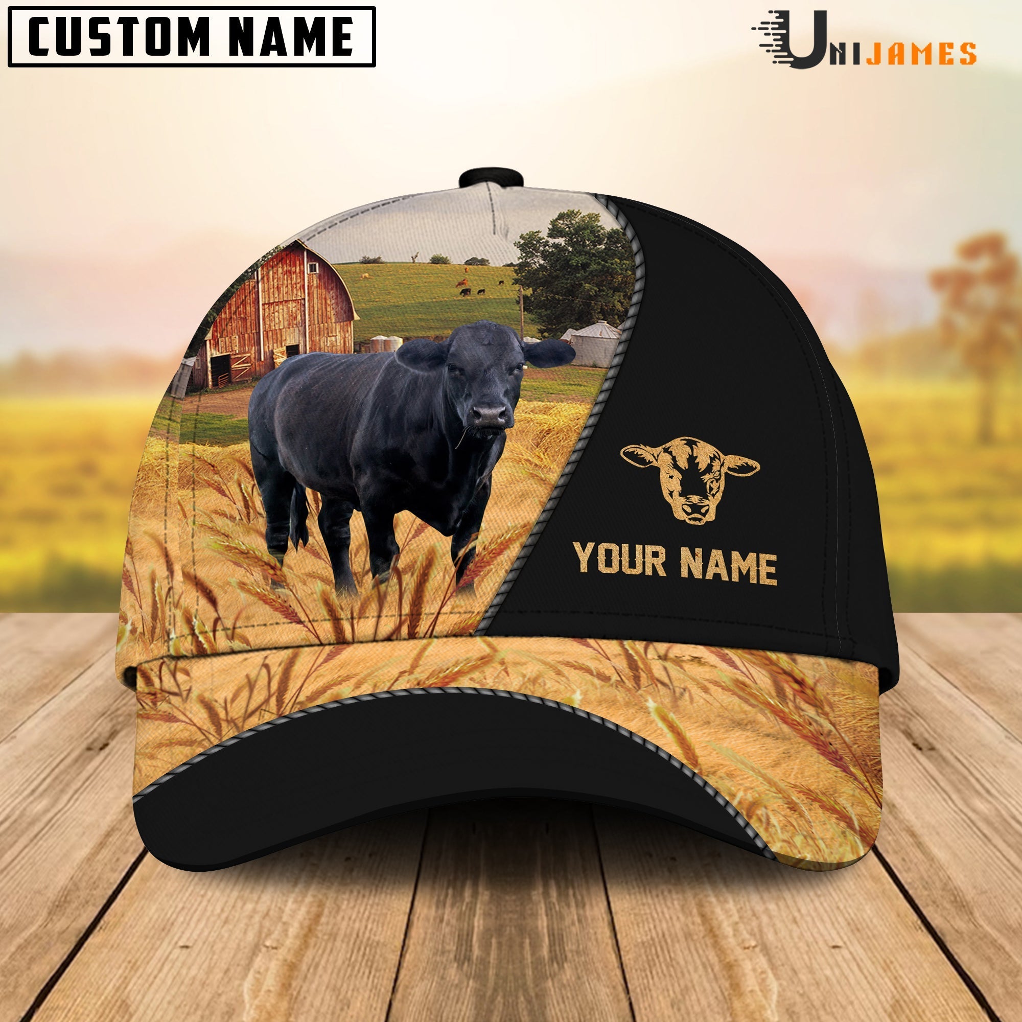 Uni Black Angus Barn Farm Black Customized Name Cap – UniJames